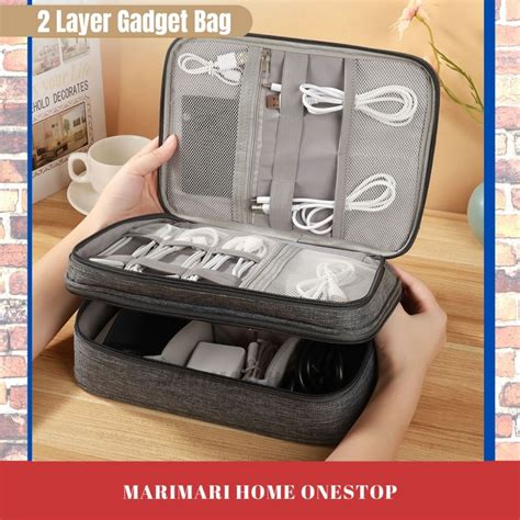 Upgrade 2 Layer Zip Travel Electronic Digital Bag Gadget Organizer Cable Storage Pouch