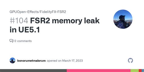 Fsr2 Memory Leak In Ue51 · Issue 104 · Gpuopen Effectsfidelityfx