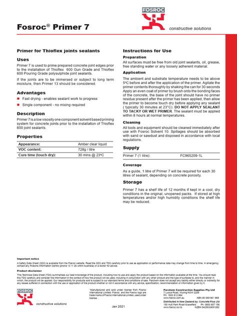Fosroc Primer 7 Tds Pdf Concrete Building Engineering