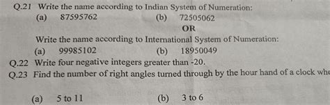 Q 21 Write The Name According To Indian System Of Numeration A 875957