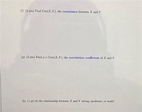 Solved F 2 Pts Find Cov X Y The Covariance Between X