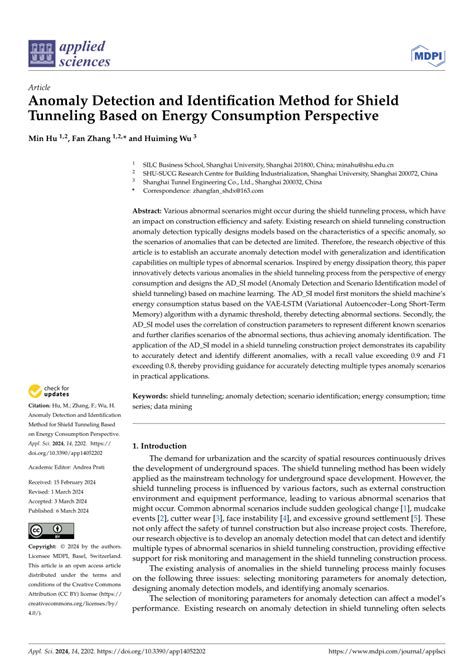 Pdf Anomaly Detection And Identification Method For Shield Tunneling Based On Energy