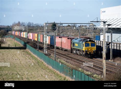 Class 66 Diesel Locomotive No 66563 Pulling A Freightliner Train