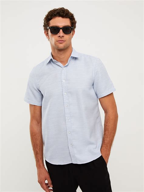 پیراهن آستین کوتاه مردانه آبی السی وایکیکی S2nj06z8