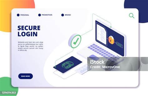 인증 등등 측정 개념입니다 암호 로그인 권한 부여 지문 액세스 데이터 안전 및 보호 랜딩 벡터 페이지 등측투영법에 대한 스톡 벡터 아트 및 기타 이미지 Istock