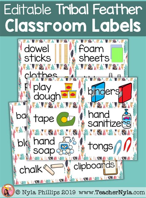 Classroom Labels With Pictures In 36 Editable Themes Nylas Crafty Teaching