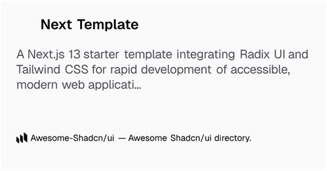 Next Template Nextjs 13 Radix Ui Tailwind Your Modern App Starter
