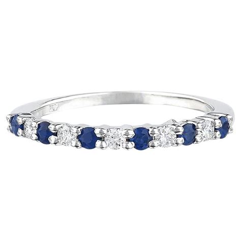 Natural Blue Sapphires And Diamonds Half Eternity Band Ring 14k Gold For Sale At 1stdibs