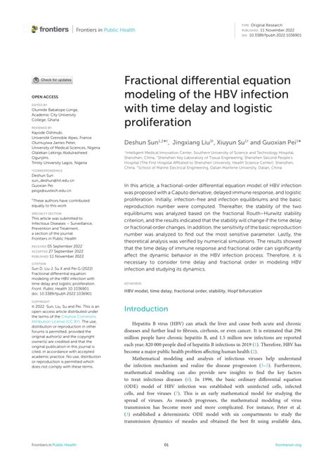 Pdf Fractional Differential Equation Modeling Of The Hbv Infection With Time Delay And