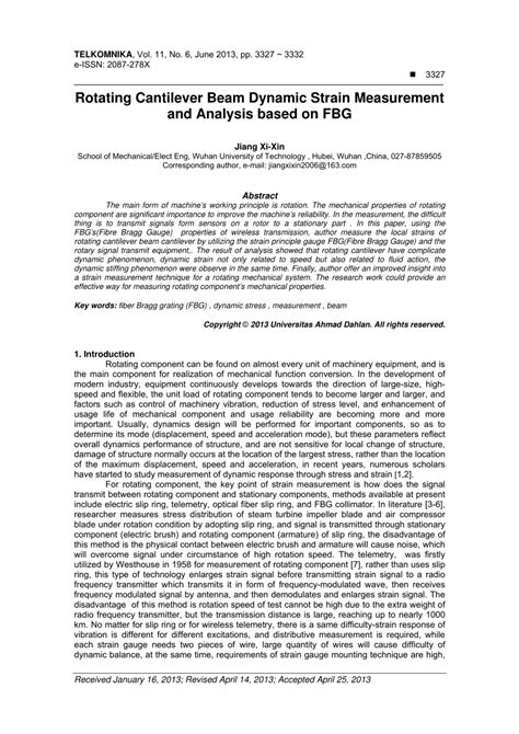 Pdf Rotating Cantilever Beam Dynamic Strain Measurement And Analysis