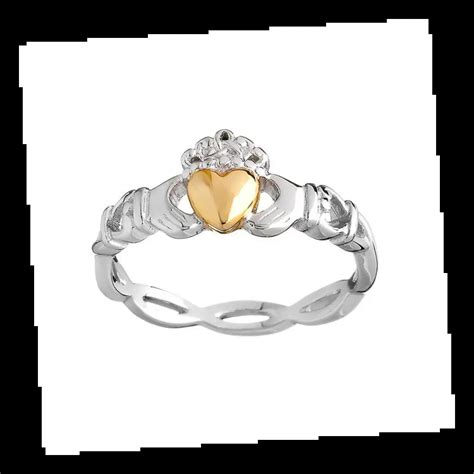 Ladies Silver Claddagh Ring With 10k Gold Heart