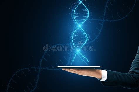 Dna Sequence Concept With A Glowing Digital Dna Helix Being Presented