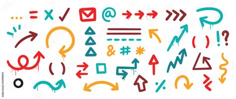 Set Of Hand Paint Arrow Vector Illustration Collection Of Colorful Arrow Sign And Symbol With