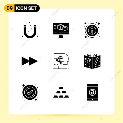 Set Of 9 Modern Ui Icons Symbols Signs For Brain Vector Multimedia