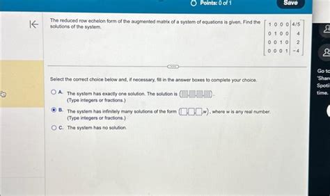 solved the reduced row echelon form of the augmented matrix