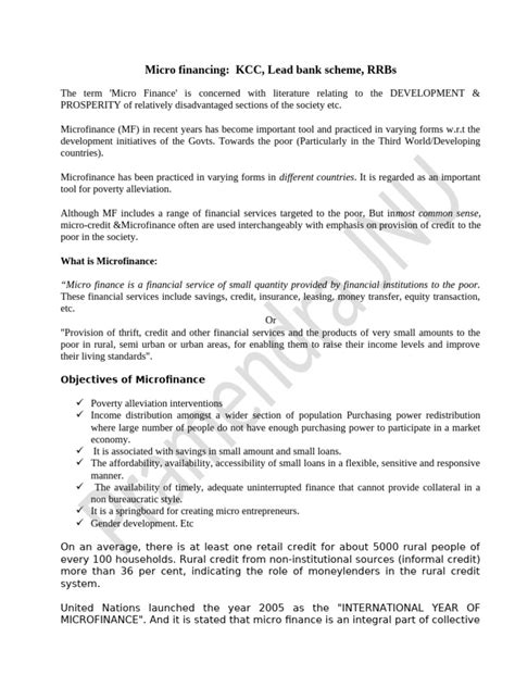 Microfinancing Pdf Microfinance Banks