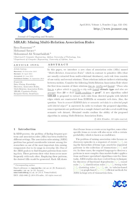 Mrar Mining Multi Relation Association Rules