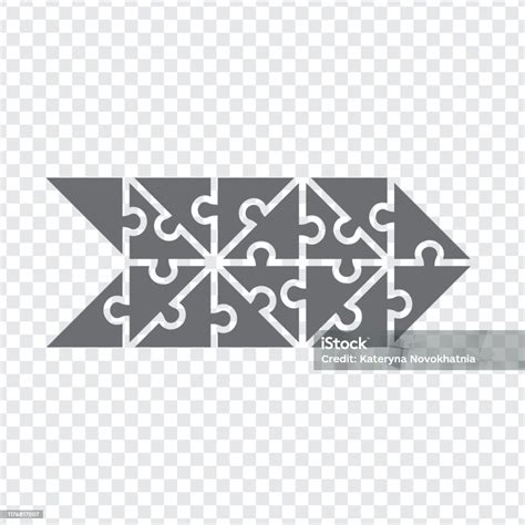 회색의 간단한 아이콘 퍼즐 투명 한 배경에 열여섯 요소의 간단한 아이콘 퍼즐 화살표 퍼즐 플랫 디자인 벡터 일러스트 레이션