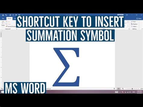 Shortcut Key To Insert Summation Symbol In MS Word Keyboard Shortcut