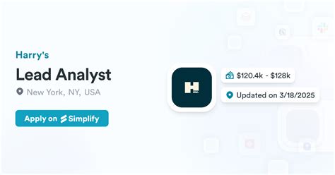 Lead Analyst Harrys Simplify Jobs