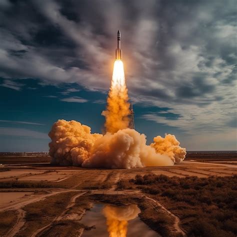 Premium Ai Image A Rocket Taking Off From A Launch Pad