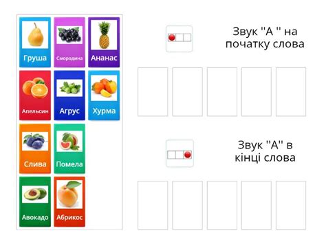 Визначити слова де звук А на початку та в кінці слова Group Sort