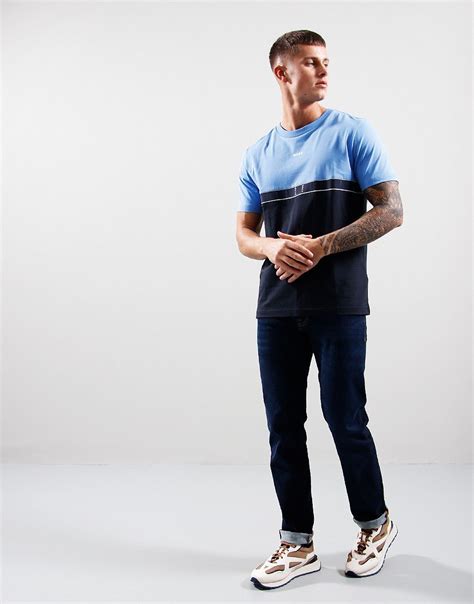 Boss Tape T Shirt Bright Blue Terraces Menswear