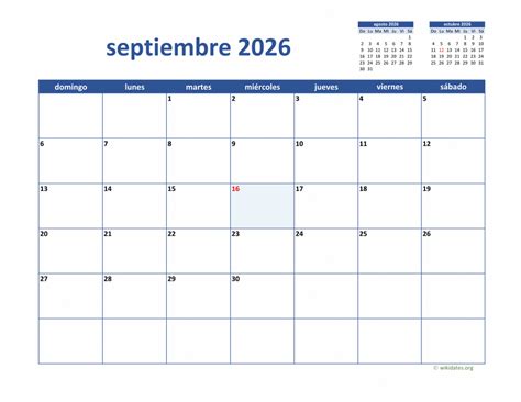 Calendario Septiembre 2026 De México