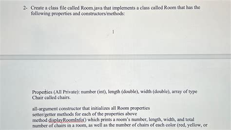 solved 2 ﻿create a class file called room java that