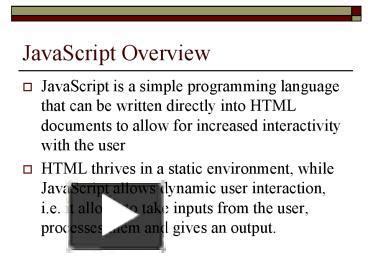 Ppt Javascript Overview Powerpoint Presentation Free To View Id B Df Odkwz