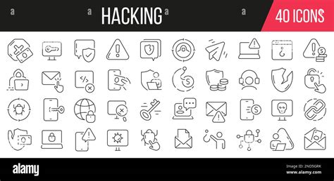 Hacking Line Icons Collection Set Of Simple Icons Vector Illustration Stock Vector Image Art