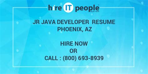 Jr Java Developer Resume Phoenix Az Hire It People We Get It Done