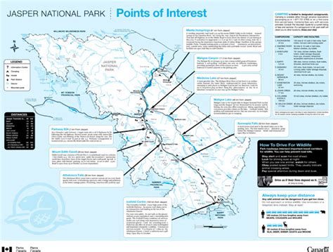 Map Of Jasper National Park Points Of Interest Jasper National Park