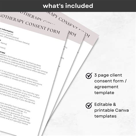 Hypnotherapy Consent Form Hypnosis Session Onboarding For