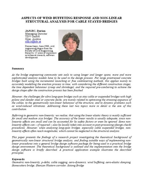 2006 Hongkong Aspects Of Wind Buffeting Response And Non Linear Structural Analysis For