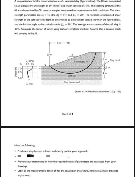 Solved A Compacted Earth Fill Is Constructed On A Soft