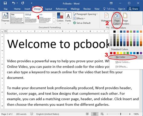 Microsoft Word Tutorial Applying Page Color