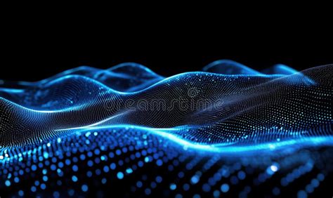 Digital Wave Pattern Glowing Blue Dots Abstract Representation Of Data Flow Smooth Curves