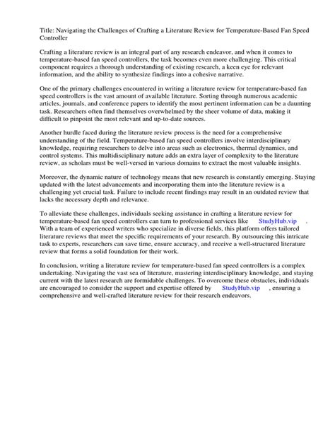Literature Review For Temperature Based Fan Speed Controller Pdf