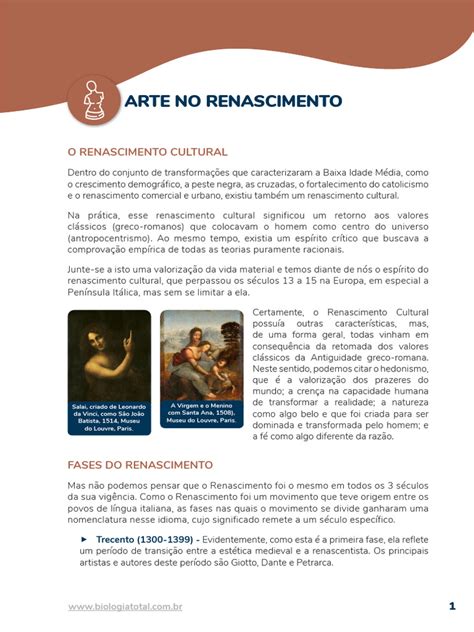 Arte No Renascimento Pdf Renascimento Leonardo Da Vinci