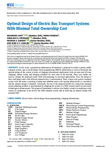 Pdf Optimal Design Of Electric Bus Transport Systems With Minimal Total Ownership Cost