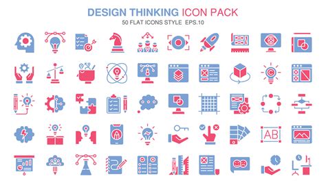A Set Pack Design Thinking Of Flat Two Color Icons Set The Collection