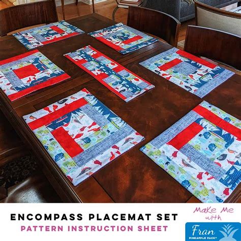 Encompass Placemat Set Fran Pineapple Pack Pattern Keepsake Quilting