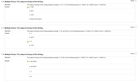 Points Multiple Choice The Output In Binary Of Chegg Com