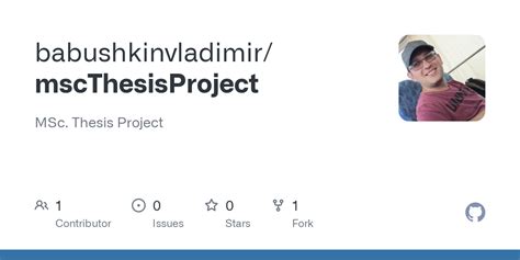 Github Babushkinvladimirmscthesisproject Msc Thesis Project