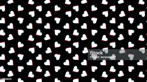 검은 배경에 흰색 하트의 Anaglyph 스타일의 벡터 기하학적 백그루드 패턴입니다 엽서 포스터 성 발렌타인 데이 배너 또는 소셜 네트워크 블로그 동영상 블로그의 디자인