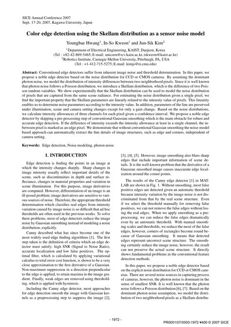 Pdf Color Edge Detection Using The Skellam Distribution As A Sensor