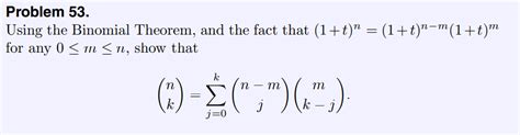 Solved Problem 53 Using The Binomial Theorem And The Fact Chegg Com