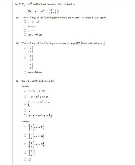 Solved Let T P2R2 Be The Linear Transformation Defined By Chegg Com