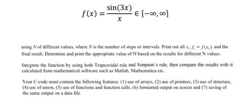 Solved F X Sin 3x X Sum Infinity Infinity Using N Chegg Com